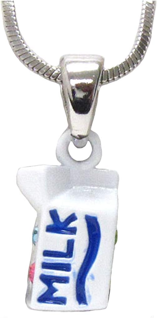 Fashion Jewelry ~ Food Theme Jewelry ~ Small White and Blue Milk Carton ...