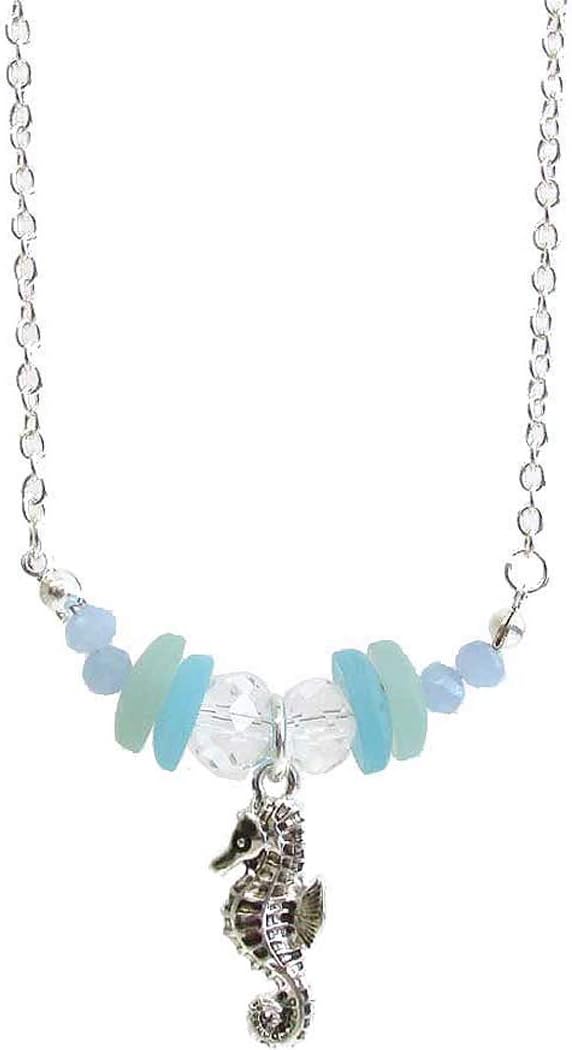 Fashion Jewelry ~ Sealife Theme Sea Glass Beads and Seahorse Pendant ...
