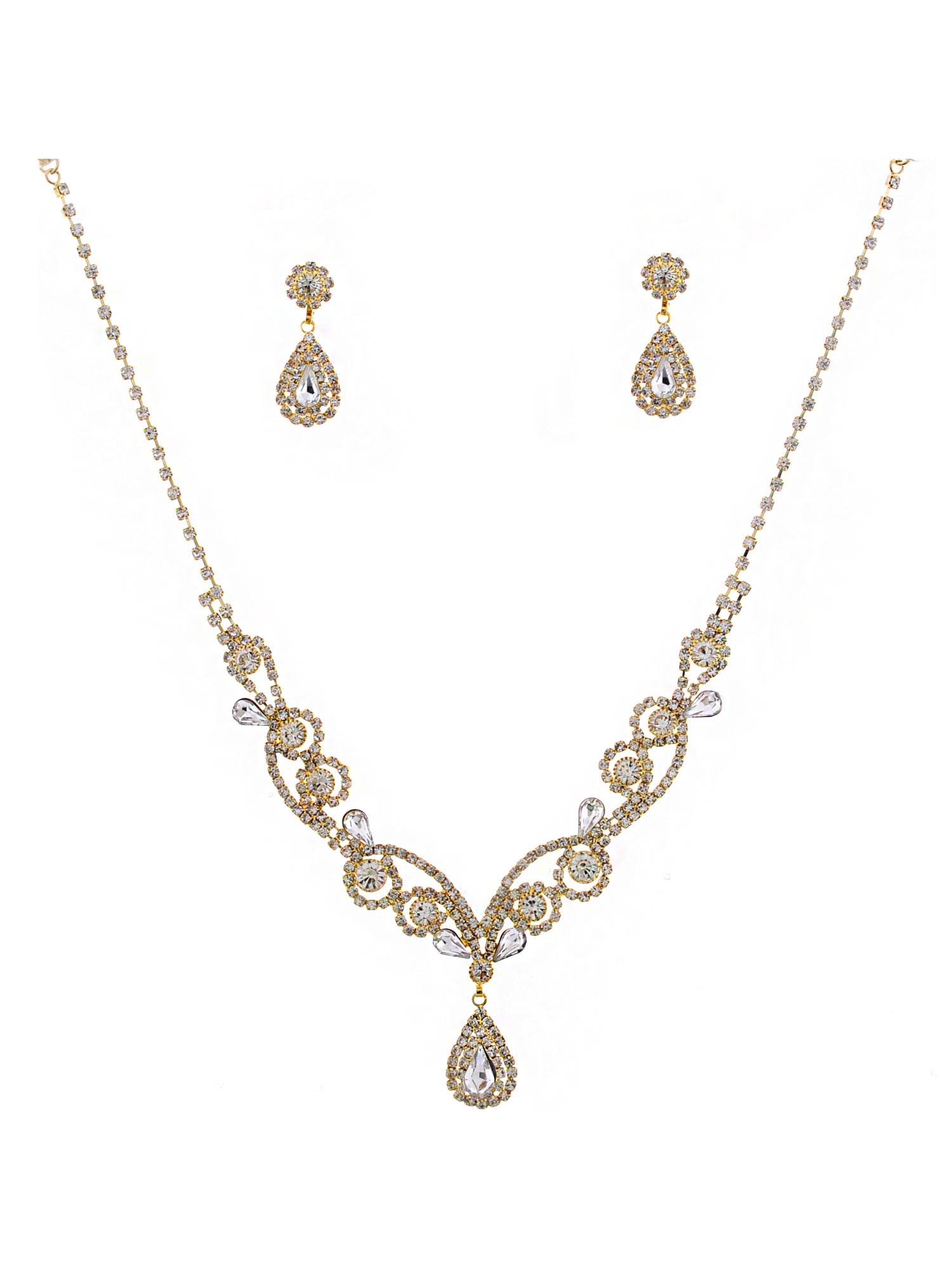 Fashion Jewelry Set Gold Plating Necklace Earrings Set - Walmart.com