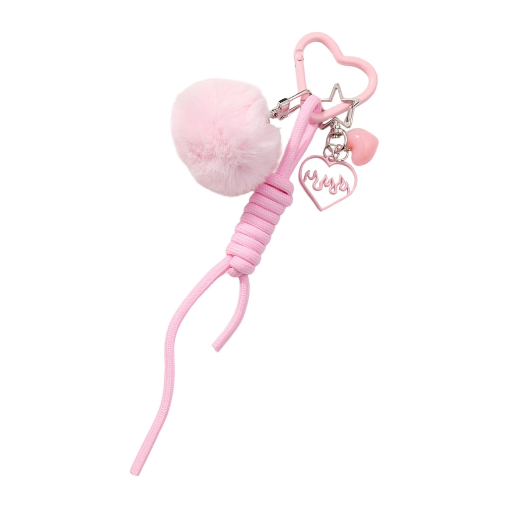Fashion Keyholders Pompoms Chain Heart Keyrings Soft Bag Charm Rope ...