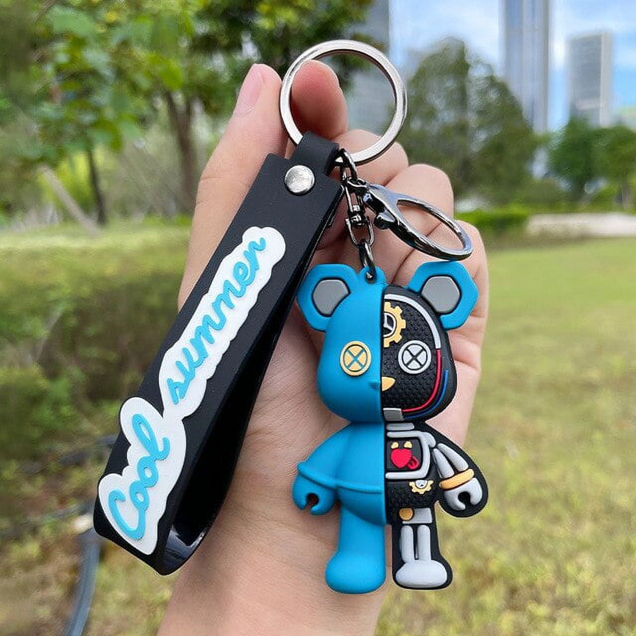 Fashion Keyrings Half Skull Body Robot Mechanical Bear Keychain Punk ...