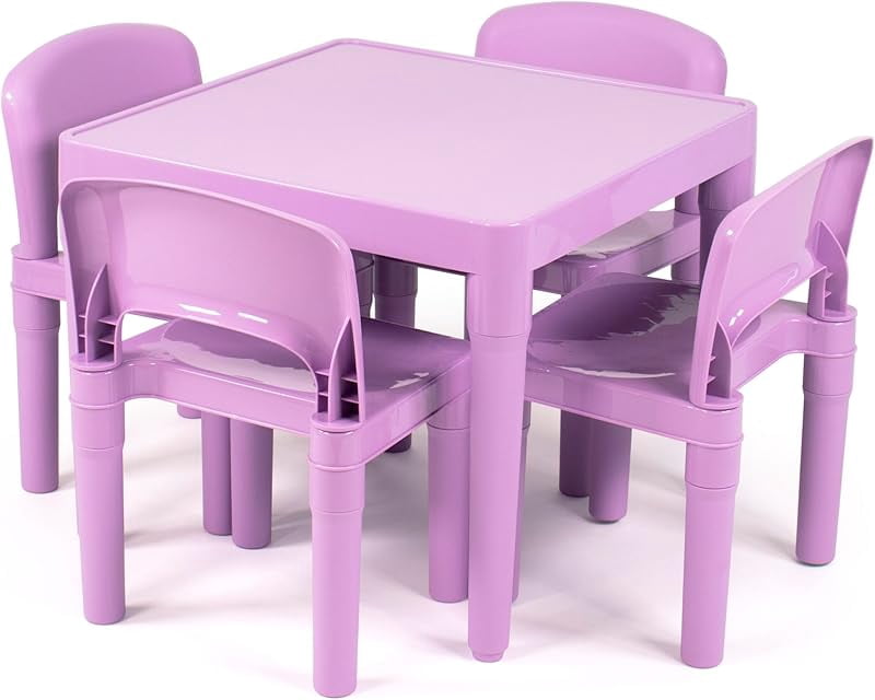 Fashion Kids Table and 4 Chair Set, Yellow Table with Chairs - Sturdy ...