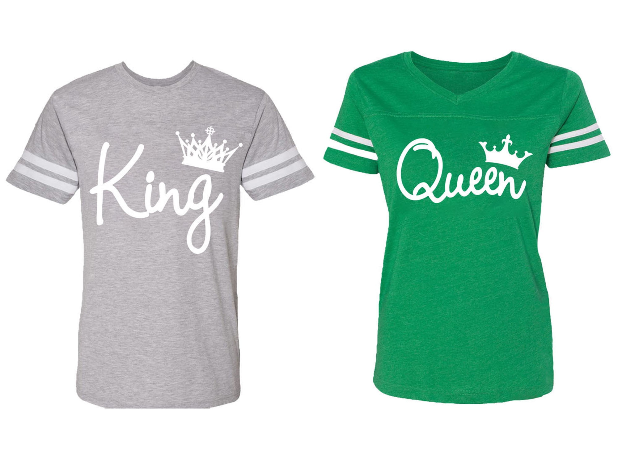 Fashion King Queen Matching Couple Cotton Jerseys (Men Heather / Women ...