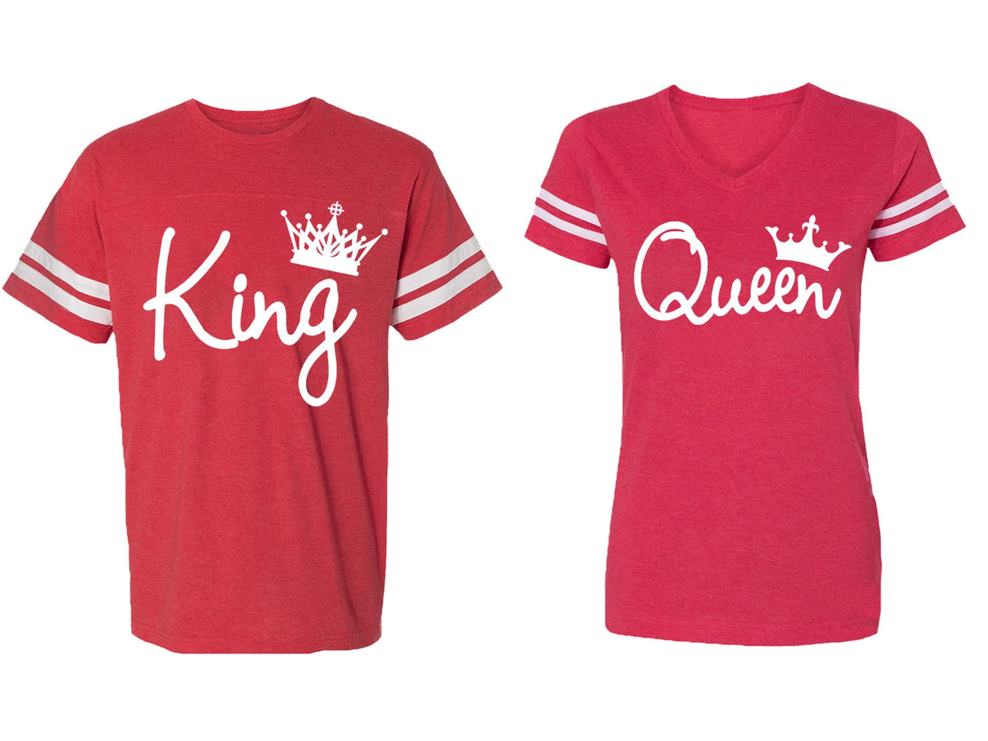 Fashion King Queen Matching Couple Cotton Jerseys (Men Red / Women Red ...