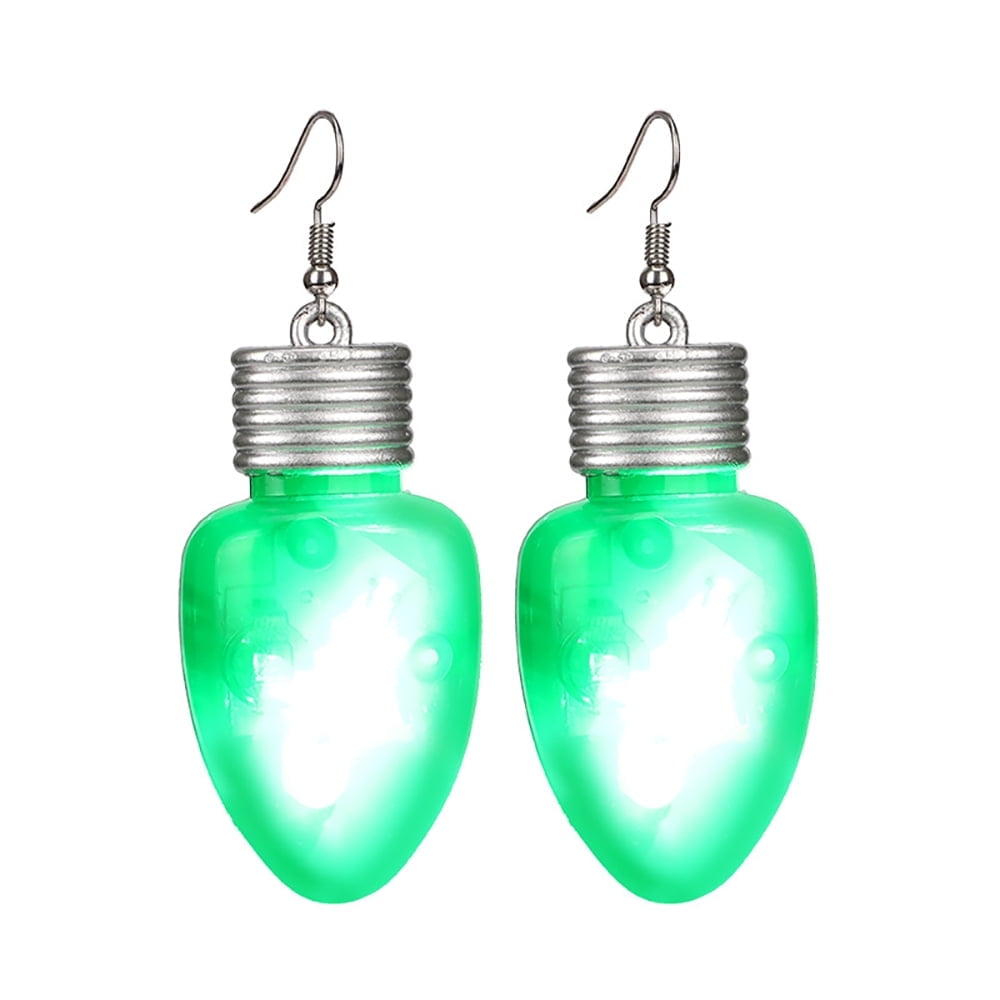 Fashion LED Light Bulb Dangle Drop Earrings Christmas Light Up Glow in ...
