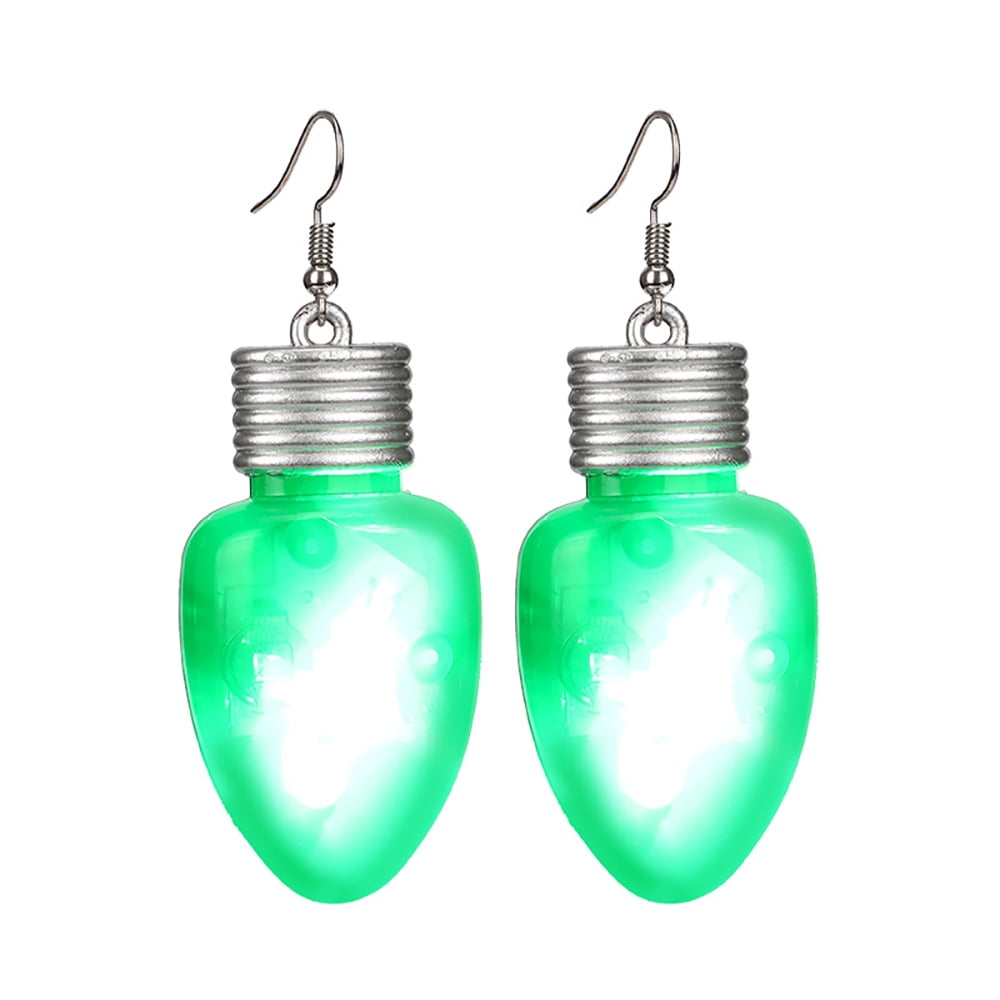 Fashion LED Light Bulb Dangle Drop Earrings Christmas Light Up Glow in ...