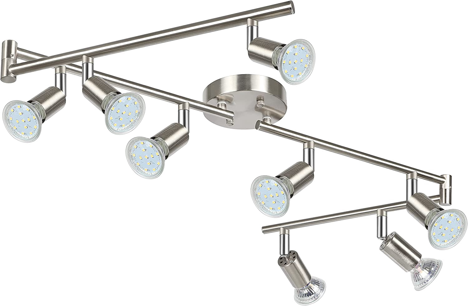 Fashion LED Track Lighting Kit, Matt Nickel 8 Way Ceiling Spot Lighting ...
