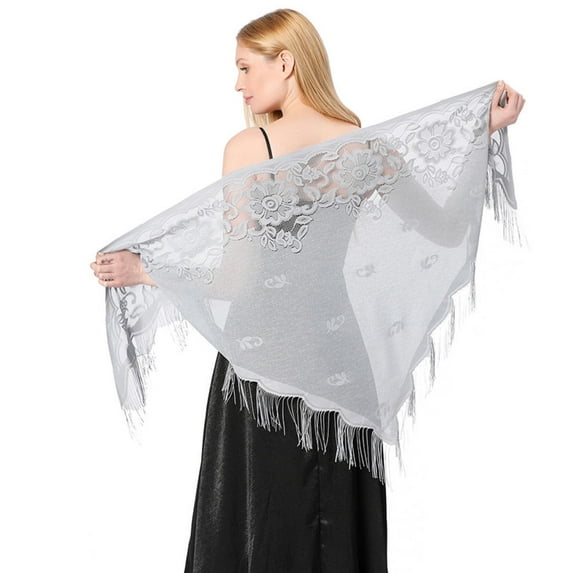 Fashion Lace Shawl Mesh Triangle Scarf Shawl Bridal Bridesmaid Group ...