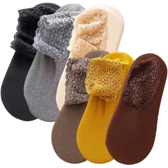 Fashion Lace Warmer Socks, Fall Winter Ruffle Non Slip Ankle Socks with ...