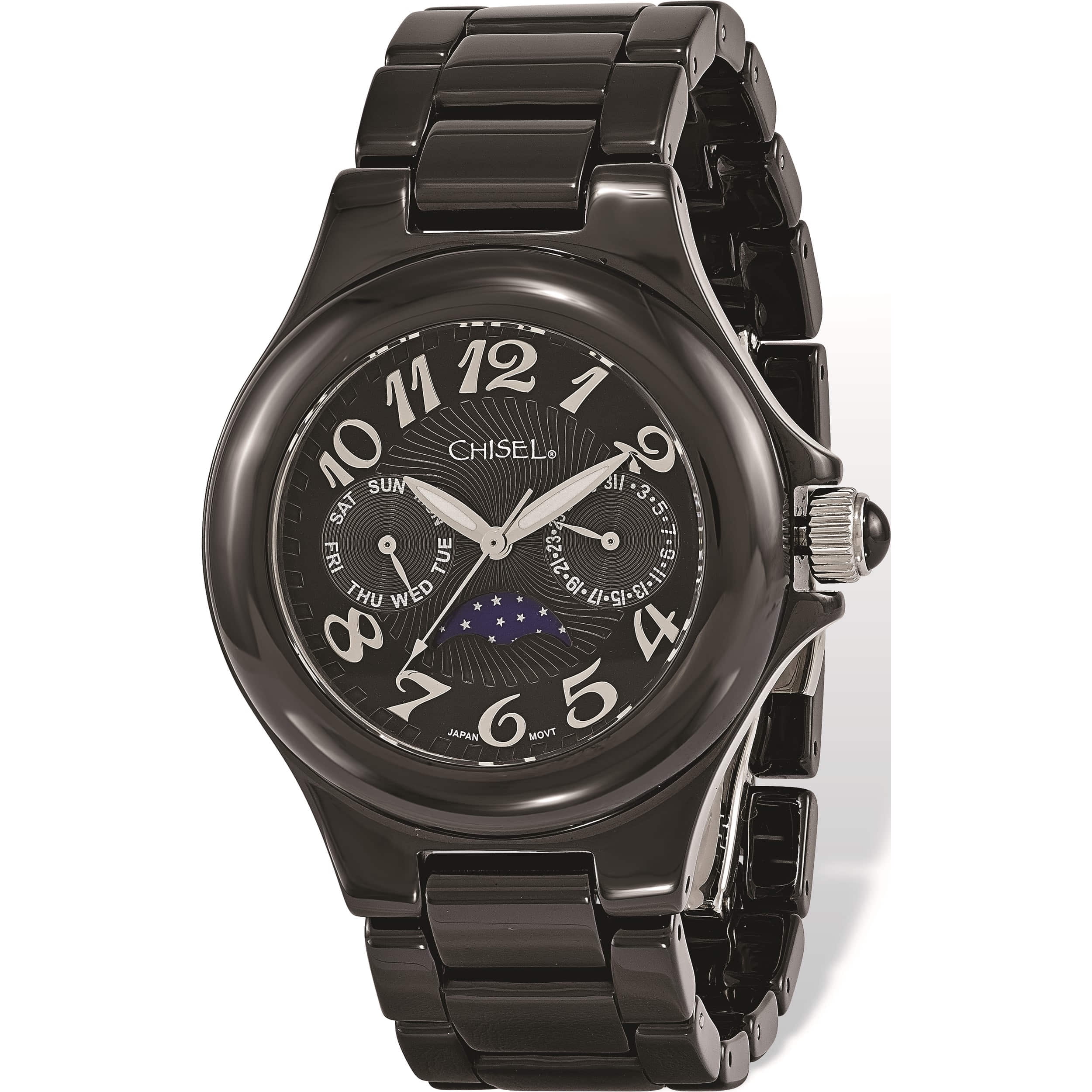 Fashion Ladies Chisel Black Ceramic Dial Watch (7.25 X 1.75) Made In ...