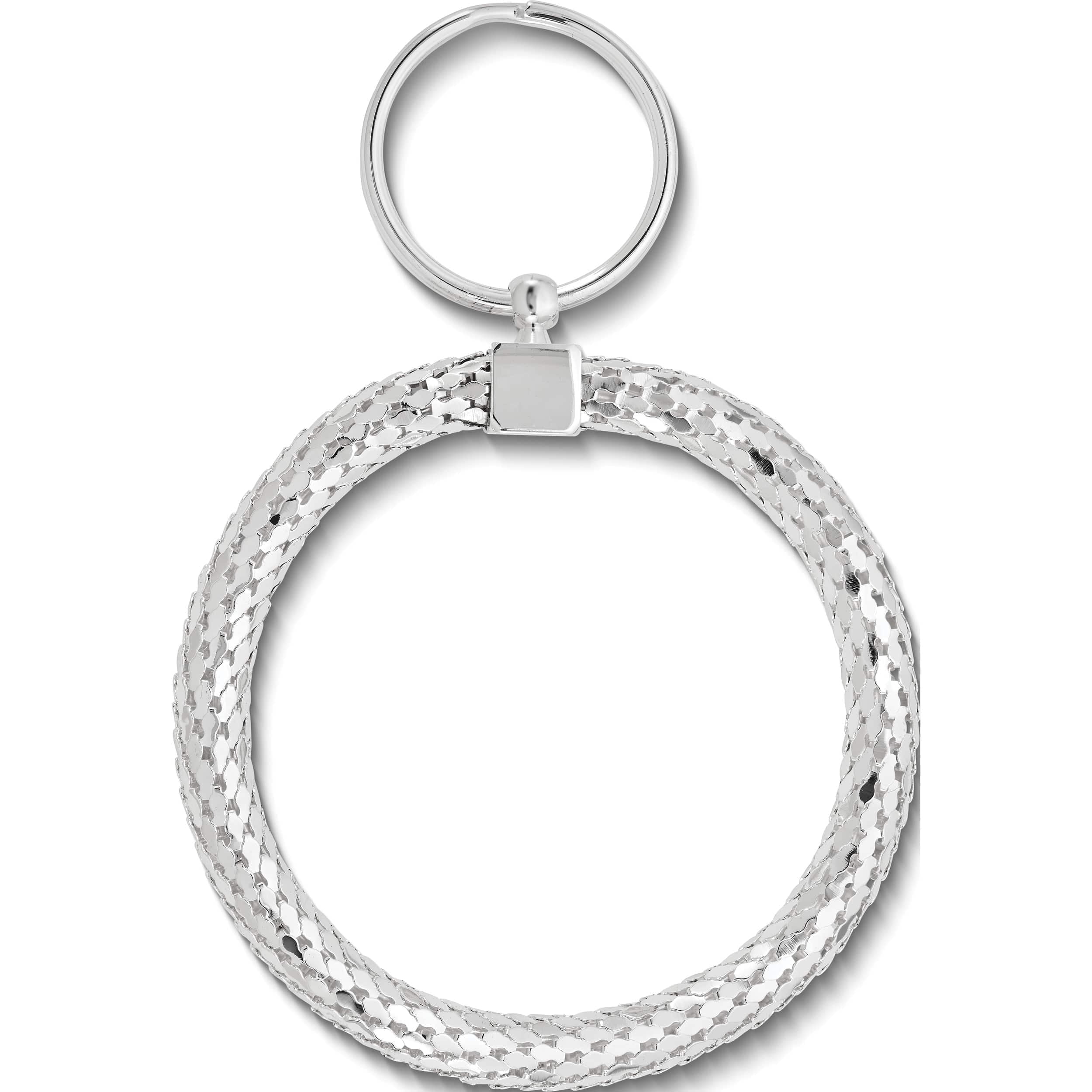 Fashion Large Round Silver-Tone Mesh Keychain Made In China gm12341 ...