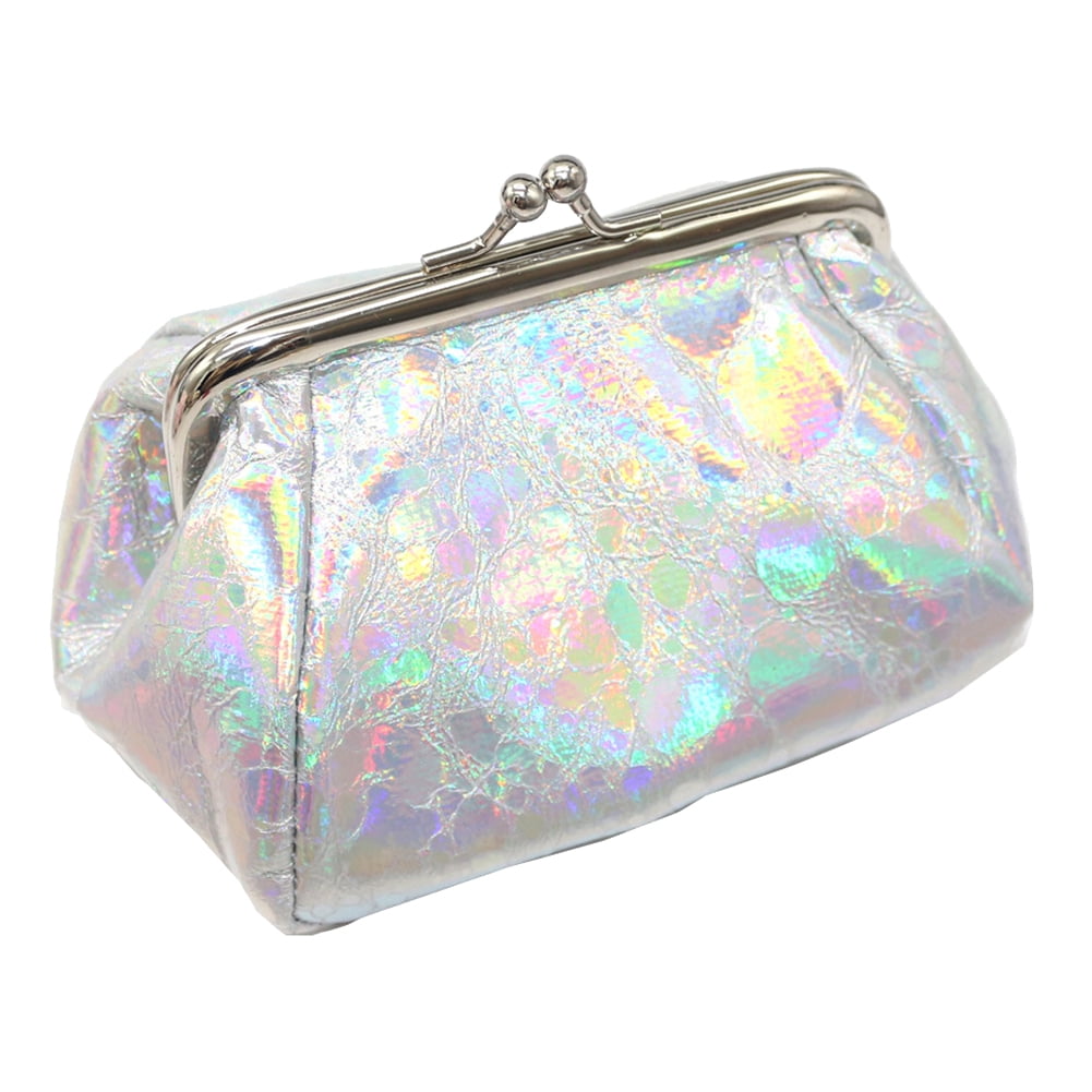Fashion Laser Holographic Women Kiss Lock Coin Purse Card Keys Holder ...