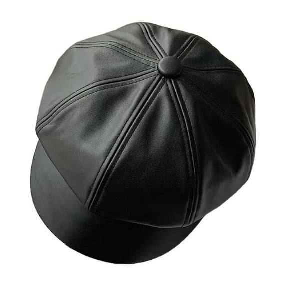 Fashion Leather Newsboy Cap Quality Artist PU Leather Female Korean ...