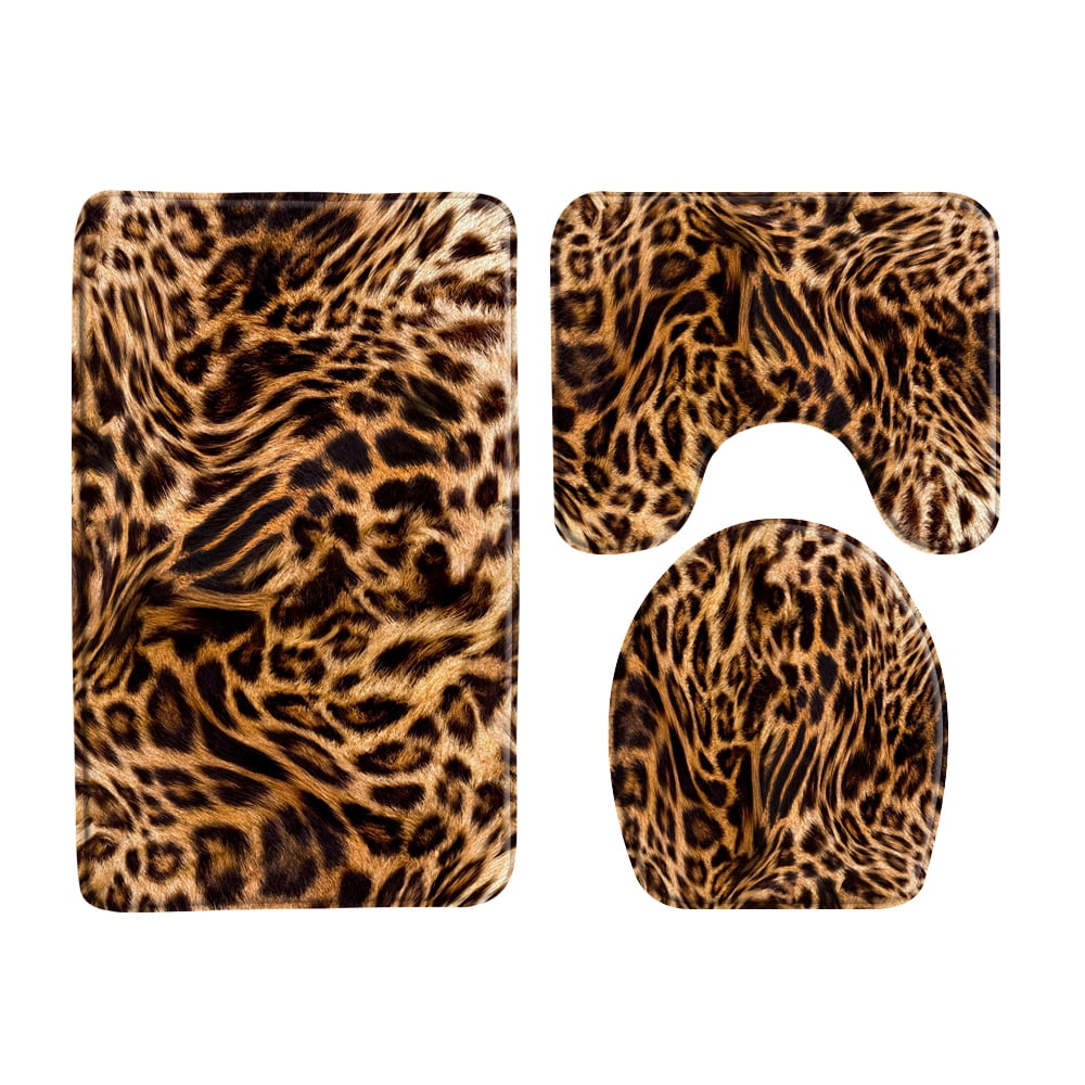 Fashion Leopard Pattern 3pcs Bath Mats Bathroom Toilet Rug Carpet ...
