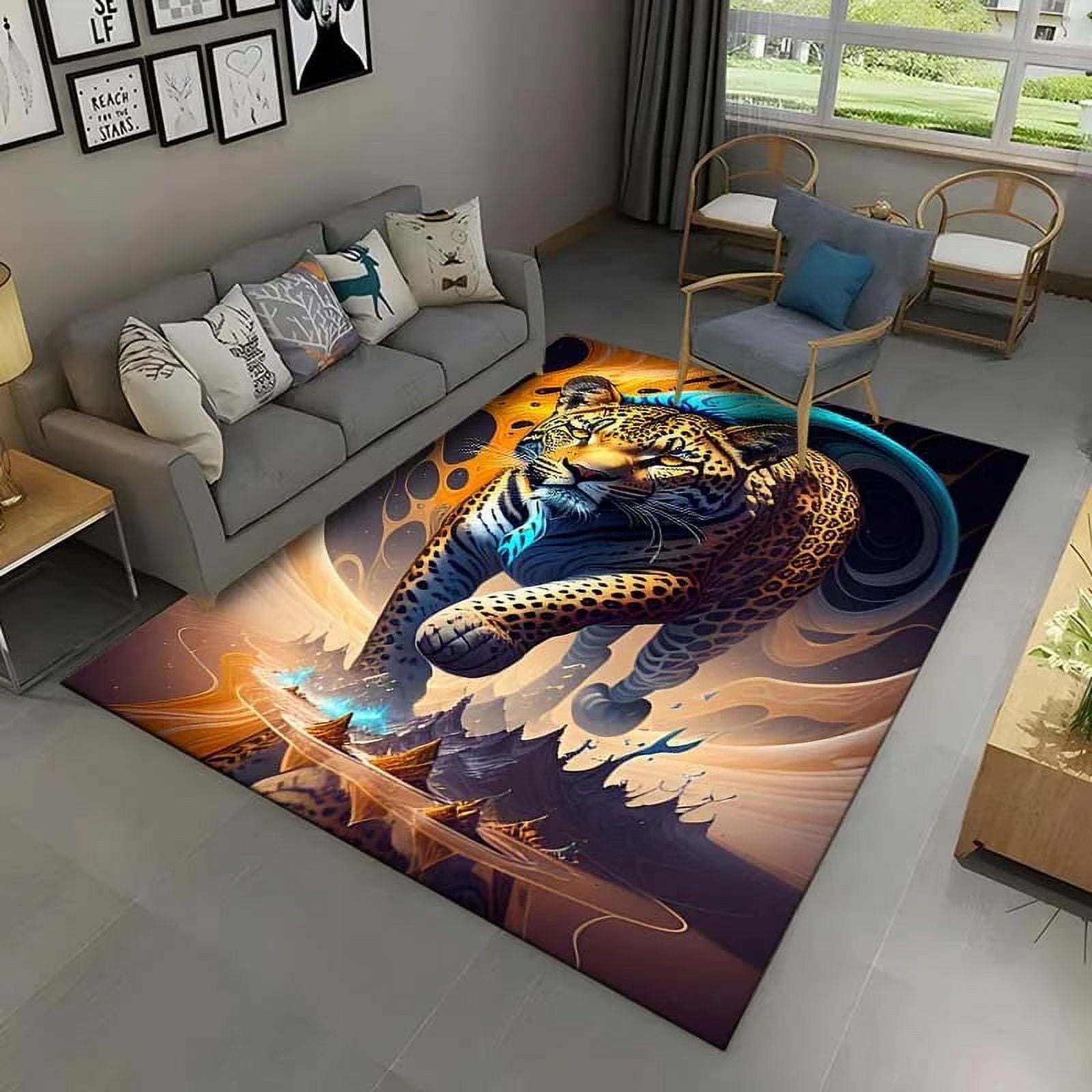 Fashion Leopard Pattern Carpet on The Floor 3D Animal Printed Big ...