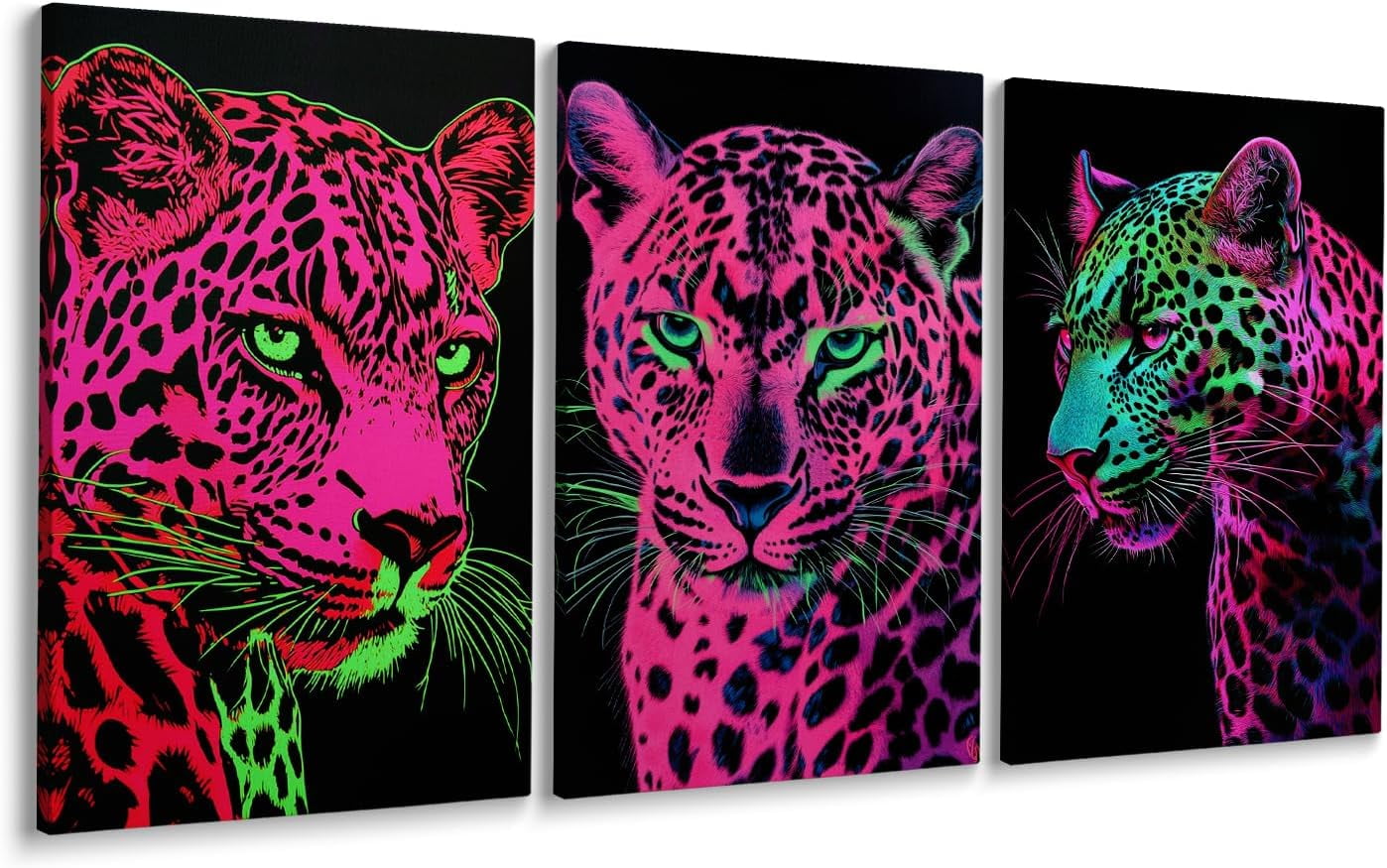 Fashion Leopard Print 3Piece Wall Art Set Bold Animal Print Canvas ...