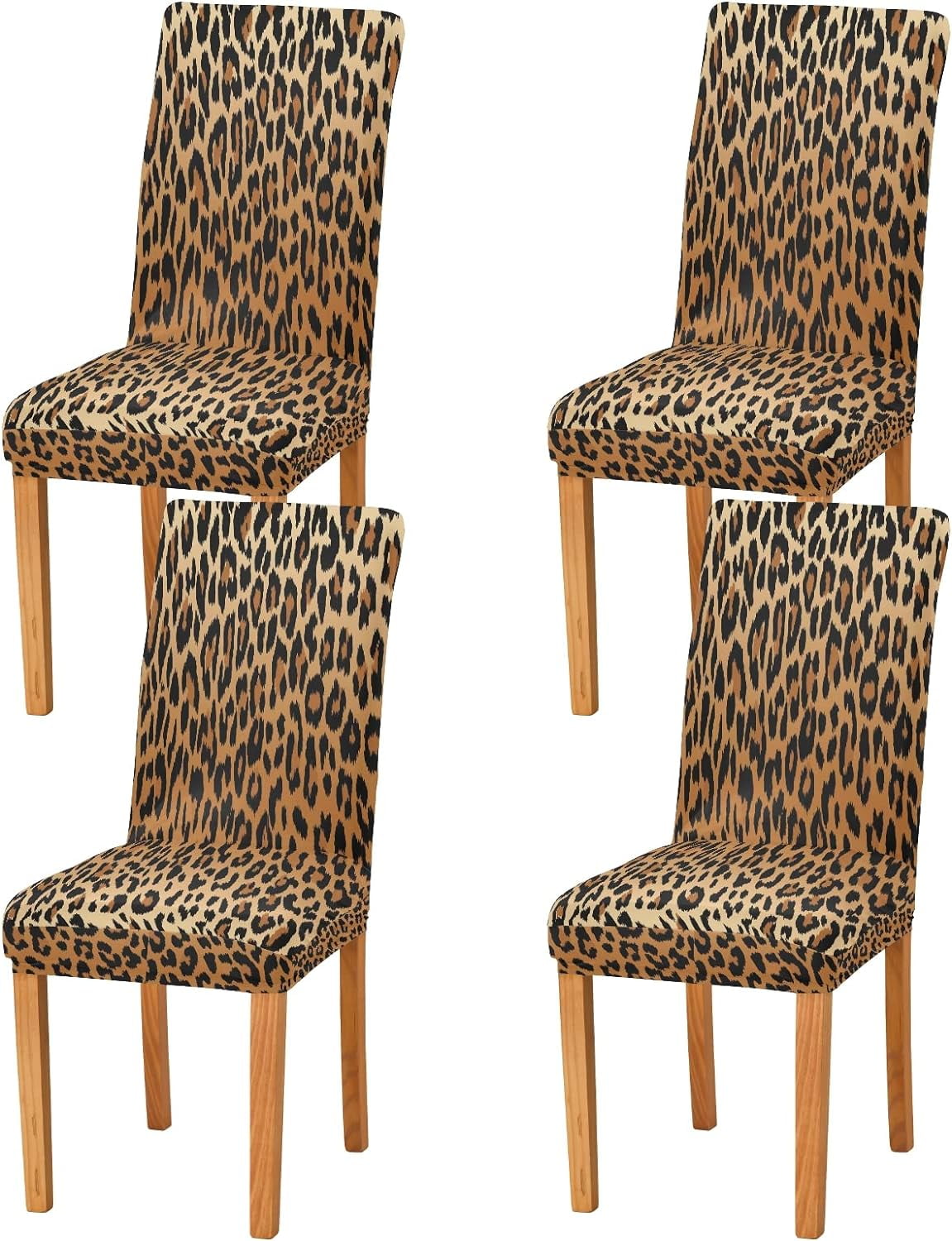 Fashion Leopard Print Chair Covers for Dining Room Stretch Dining Chair ...