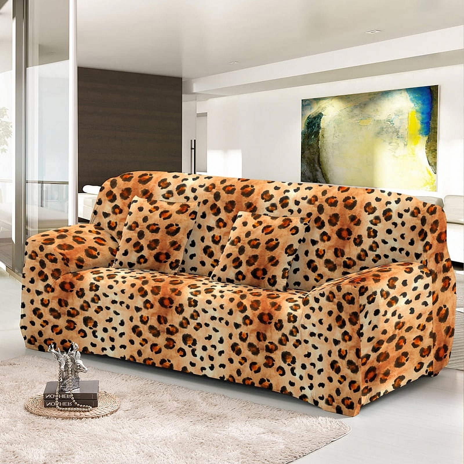 Fashion Leopard Stretch Combination L Shape Sofa Cover 1/2/3/4 Seats ...