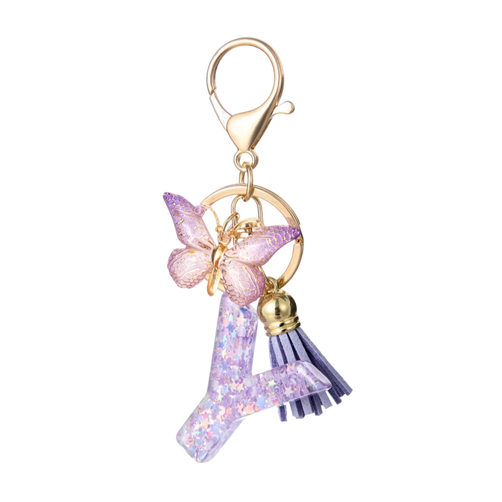 Fashion Letter Keychain, Gaqring Elegant Butterfly Tassel Pendant Key ...