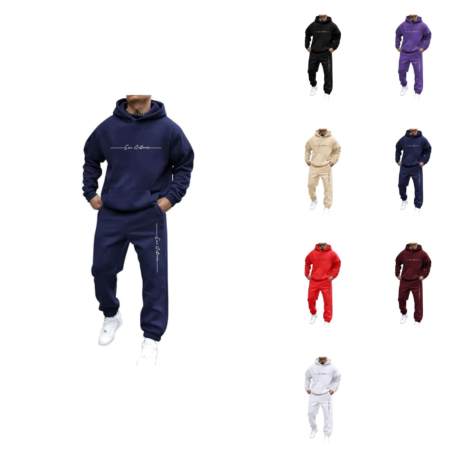 Fashion Letter Print Hoodie And Jogger Casual Streetwear Tracksuit For ...