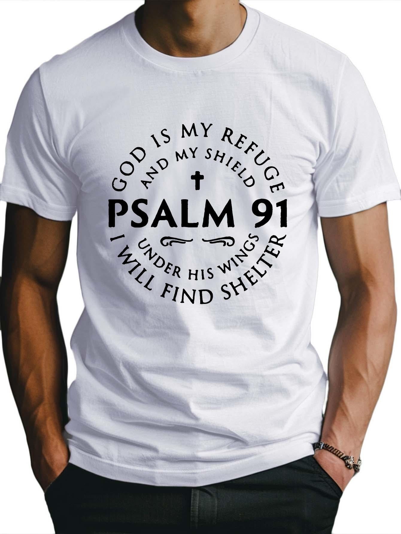 Fashion Letters Psalm 91 Fitted Men's T-Shirt, Sweat-wicking and ...