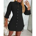 New Fashion Long-sleeved Solid Color Drawstring Dress for Women ...