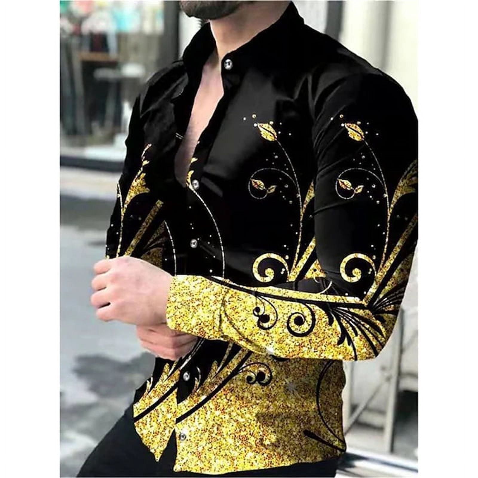 Fashion Luxury Men's Shirts Single Breasted Shirts Casual Red Heraldic ...