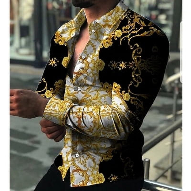 Fashion Luxury Men's Shirts Single Breasted Shirts Casual Red Heraldic ...