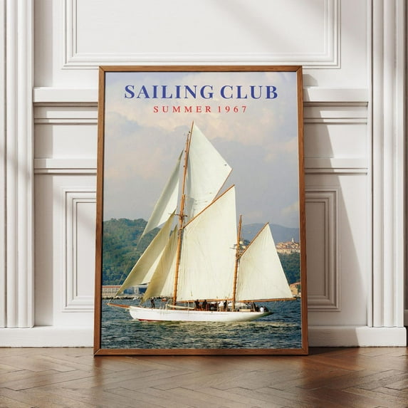 Fashion Magazine Summer Sailboat Wall Art Poster, Vintage Beach ...
