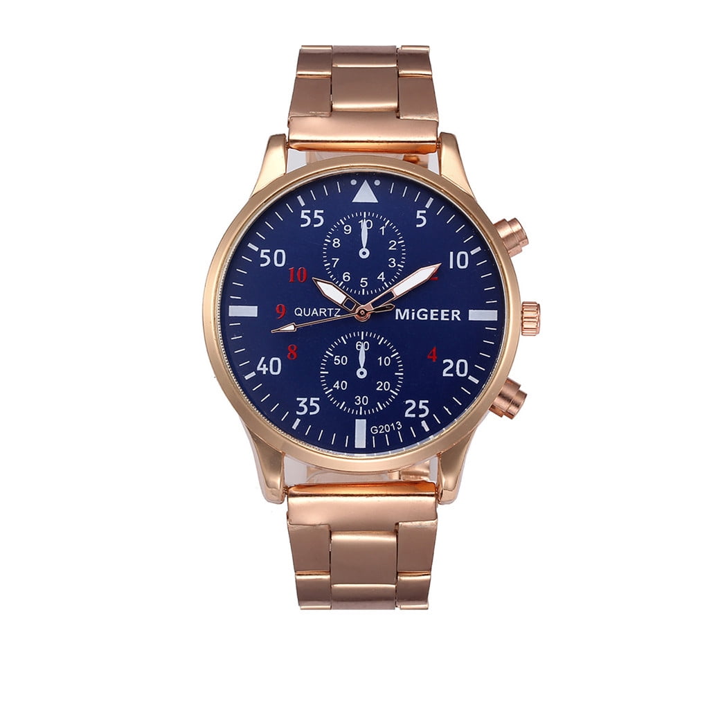 Fashion Man Stainless Steel Analog Quartz Wrist Watch Womens Leather ...