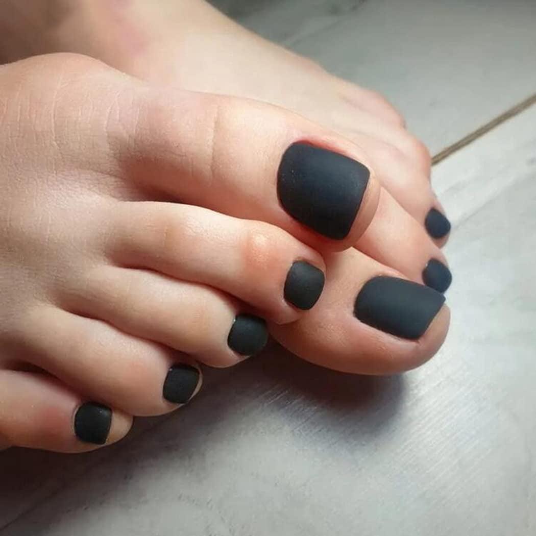 Fashion Matte Fake Toenails Foot Fake Nail Full Cover Aryclic Square ...