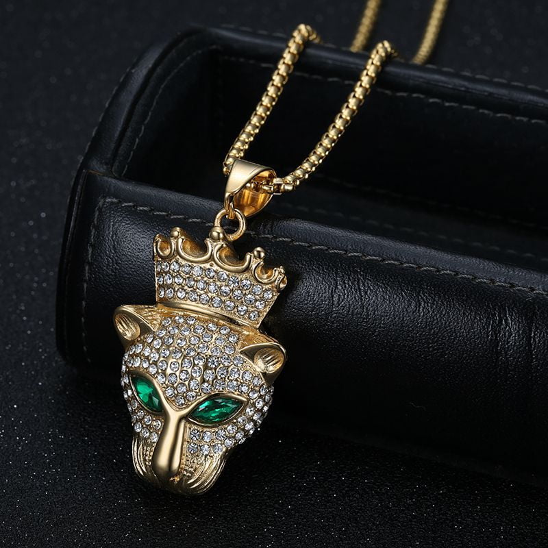 Fashion Men 14K Yellow Gold Hip Hop Zircon Bling Iced Out Panther ...