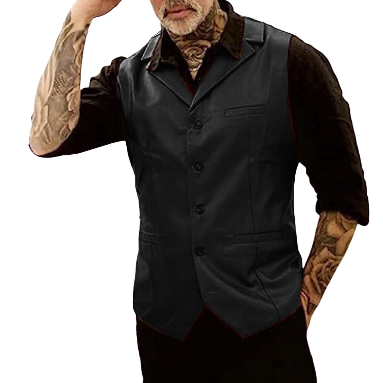 Fashion Men Coats Unique Classic Outdoor Leather Pu Leather Suit Vest V ...