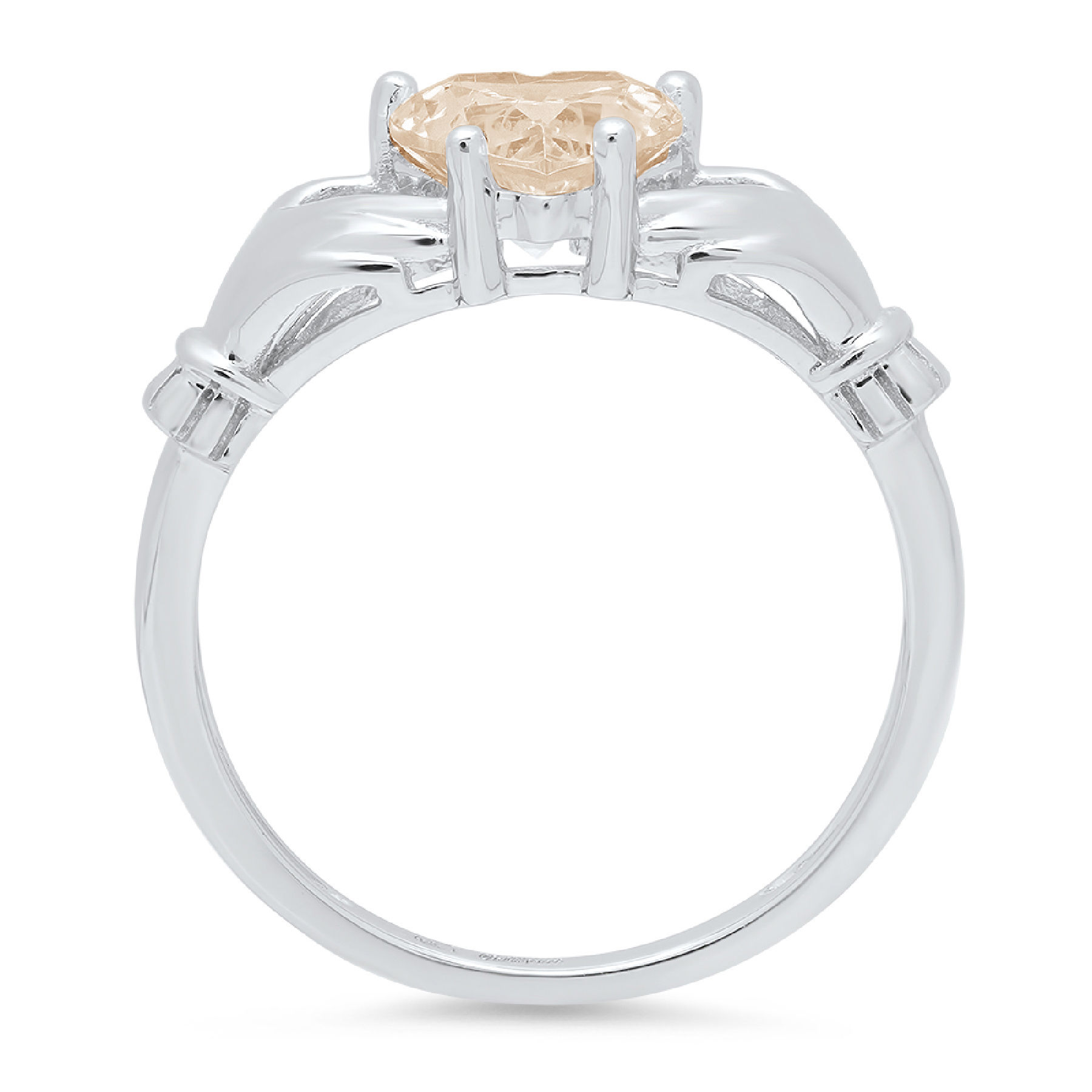 1.05 ct Heart Cut Simulated Champagne Diamond Claddagh Engagement Ring ...