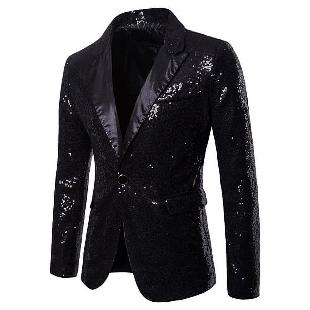 Fashion Men Luxurious Sequin Plaid Suit Jacket Gold / Silver Singer ...