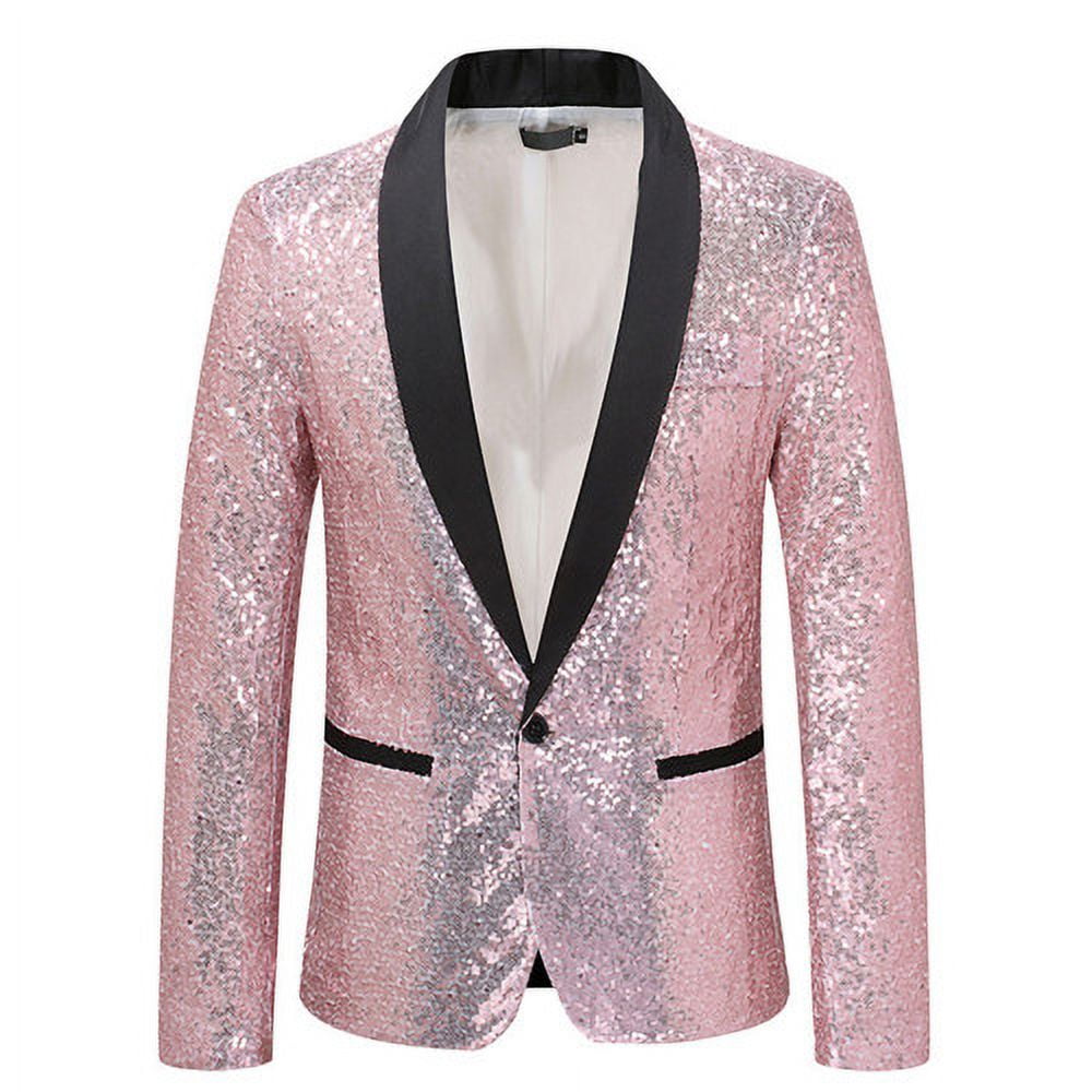 Fashion Men Sequin Suit Jacket Green / Navy Blue New Singer Host Stage ...