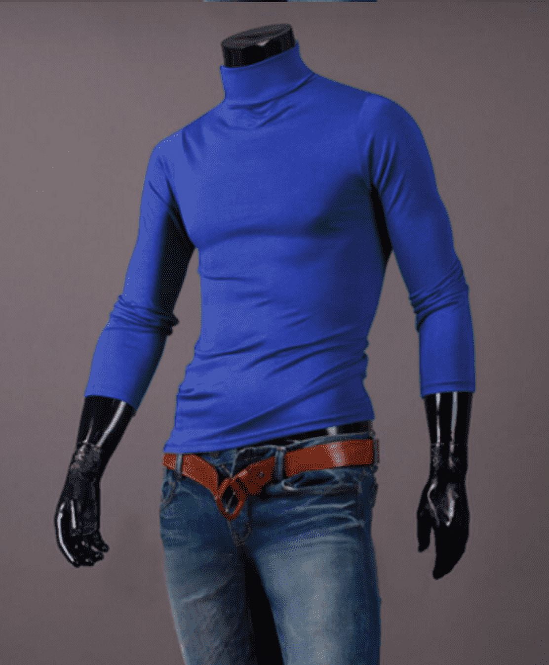 Fashion Men Thermal Cotton Turtle Roll Neck Skivvy Turtleneck Sweater ...