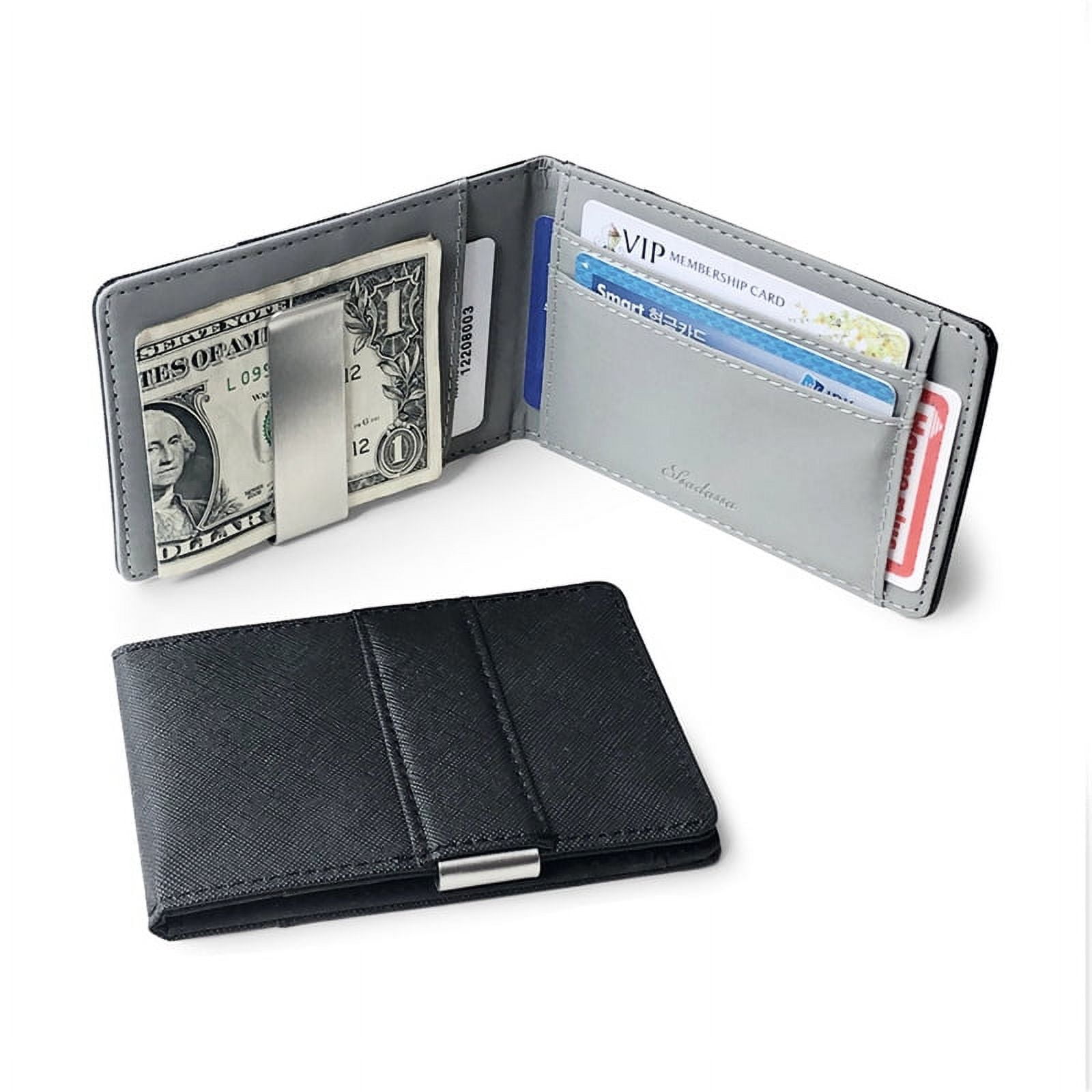 Fashion Men Thin Bifold Money Clip Leather Wallet With A Metal Clamp ...