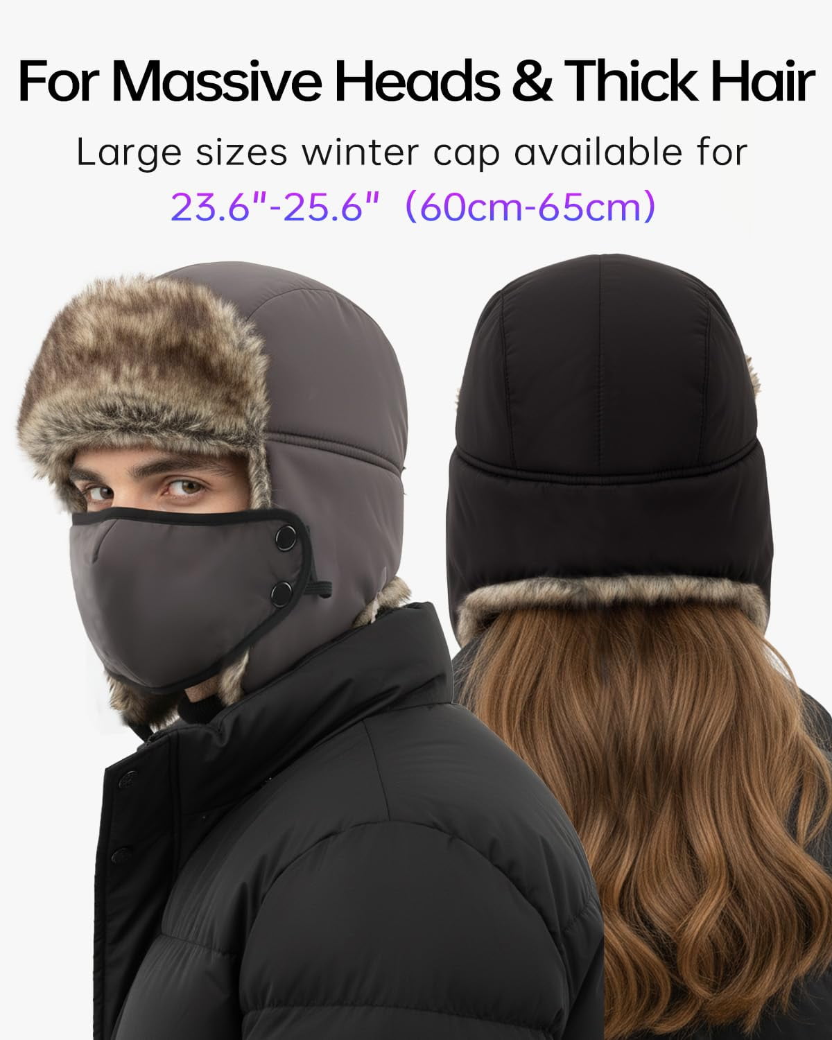 Fashion Men Women Winter Warm Trapper ear Flap ushanka Hat with Wind ...