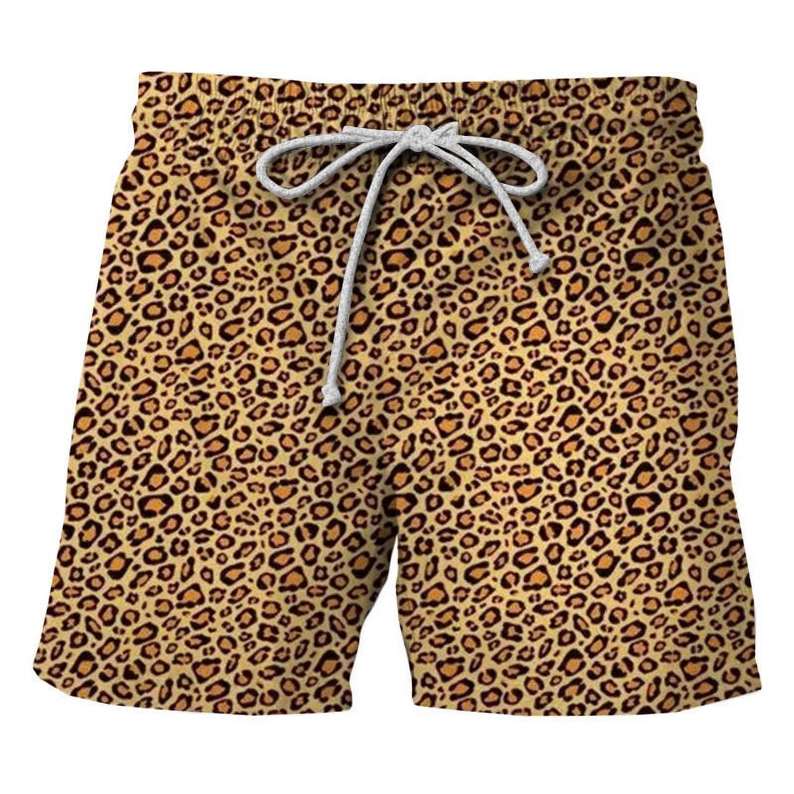 Fashion Men's Beach Shorts Personalized 3D Leopard Print Swim Trunks ...