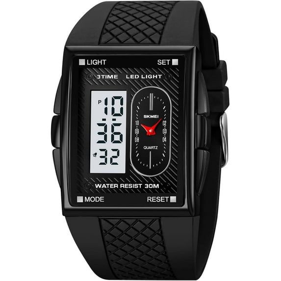 Fashion Men's Digital Analog Watches Square Face Sport Casual Dual ...