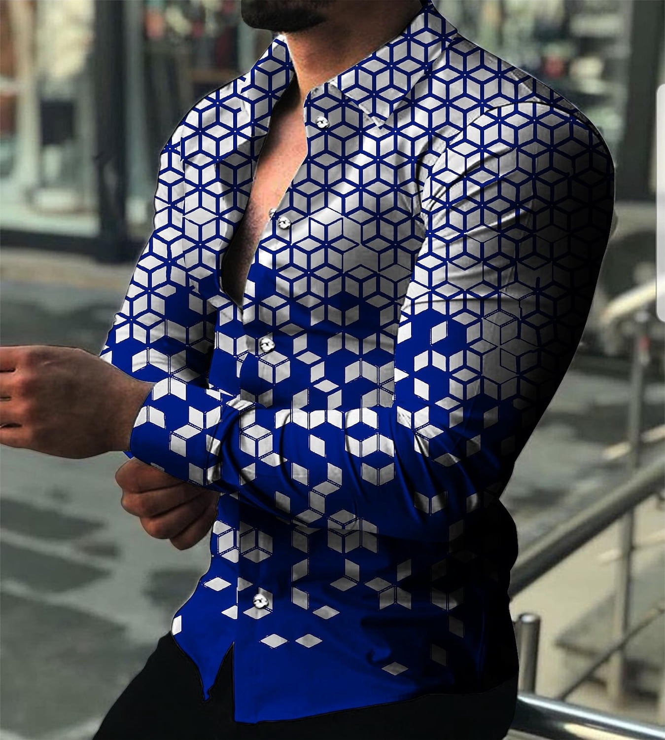 Fashion Men's Prom Clothing Luxury Cardigan Social Men Lapel Button ...