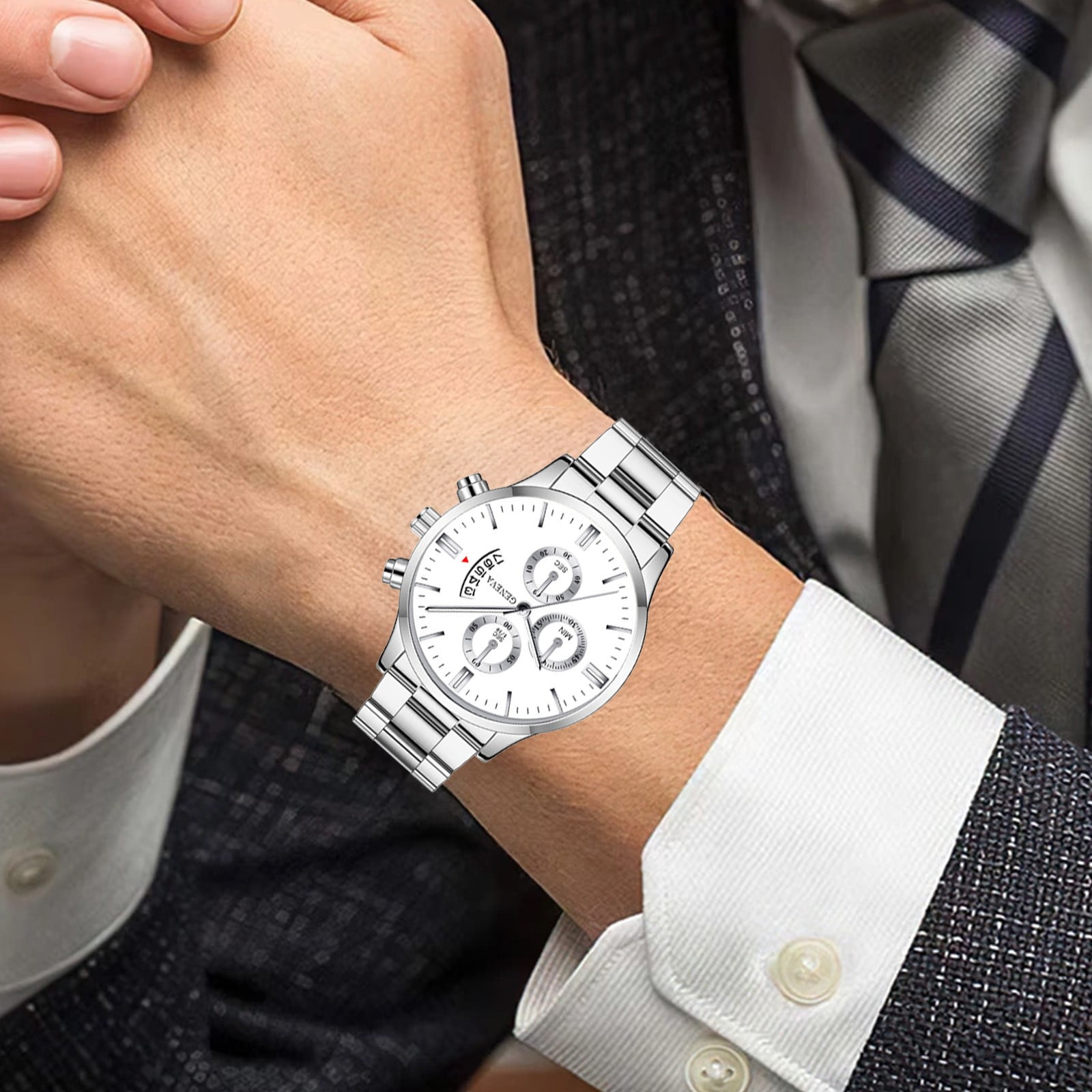 Fashion Men's Quartz Watch,Stainless Steel Chronograph Watches for Men ...