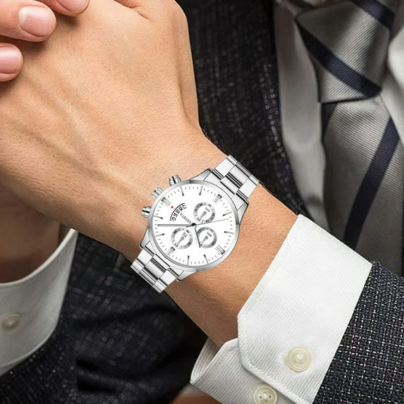 Fashion Men's Quartz Watch,Stainless Steel Chronograph Watches for Men ...