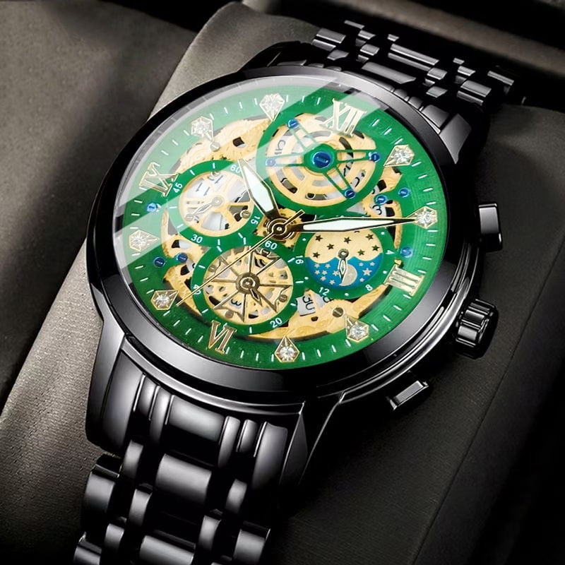 Fashion Men's Watch Luminous Waterproof Hollow Steel Band Quartz Watch ...