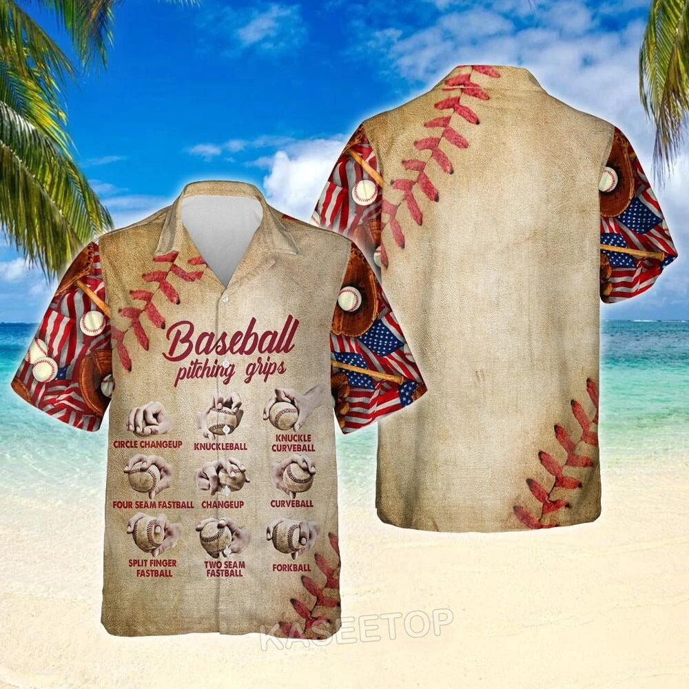 Fashion Mens Beach Baseball Pitching Grips American Aloha 3D Print ...
