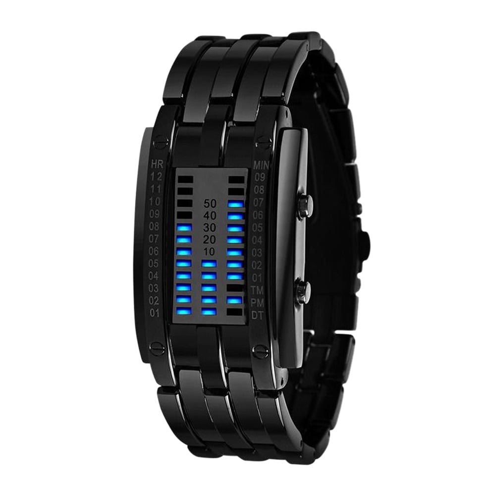 Fashion Mens Binary Sports Watch Digital LED Matrix Waterproof Outdoor ...