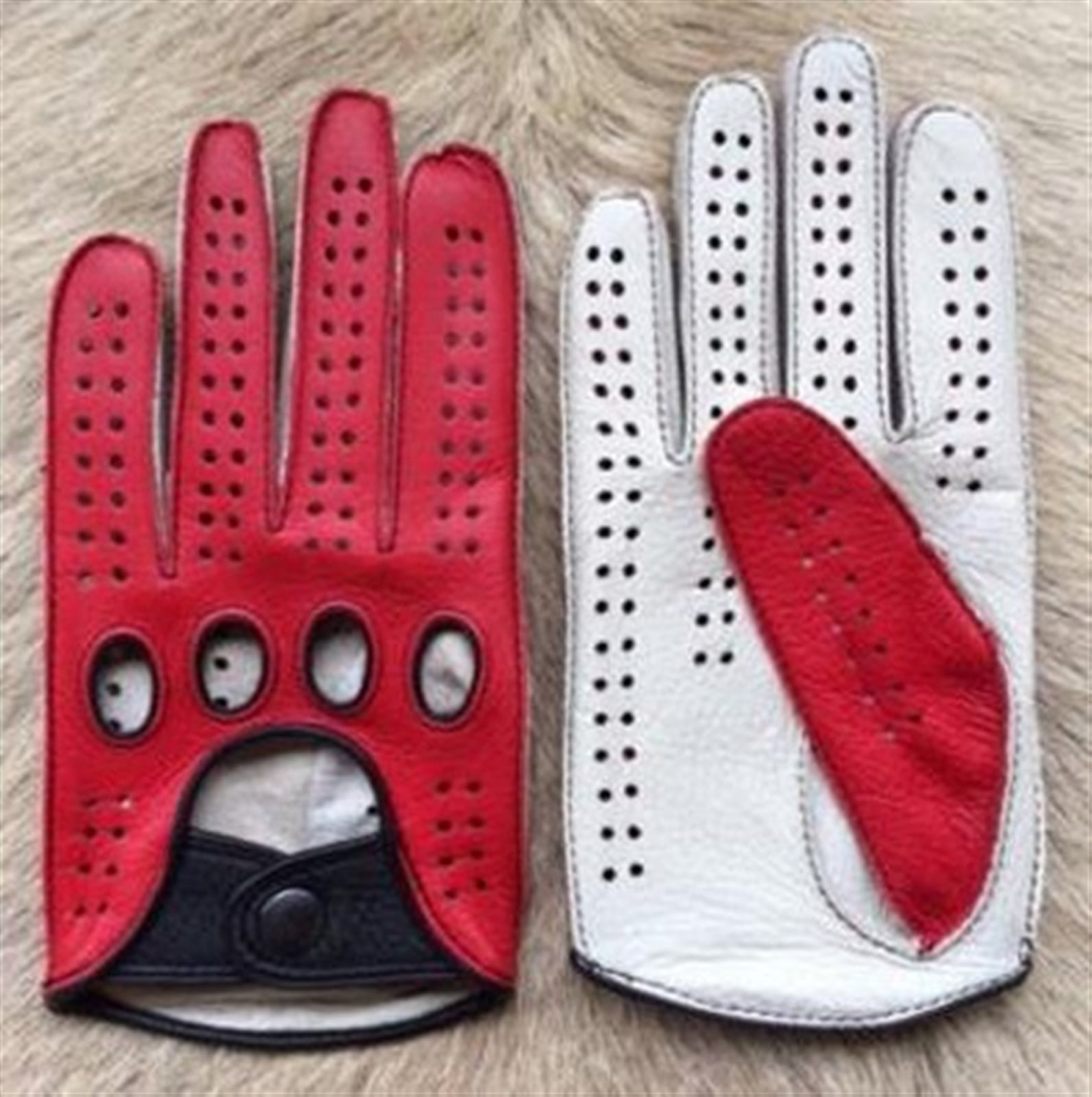 Fashion Mens Leather Gloves Full Finger Breathable Non Unlined Slip ...