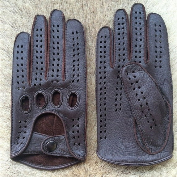 Fashion Mens Leather Gloves Full Finger Breathable Non Unlined Slip ...