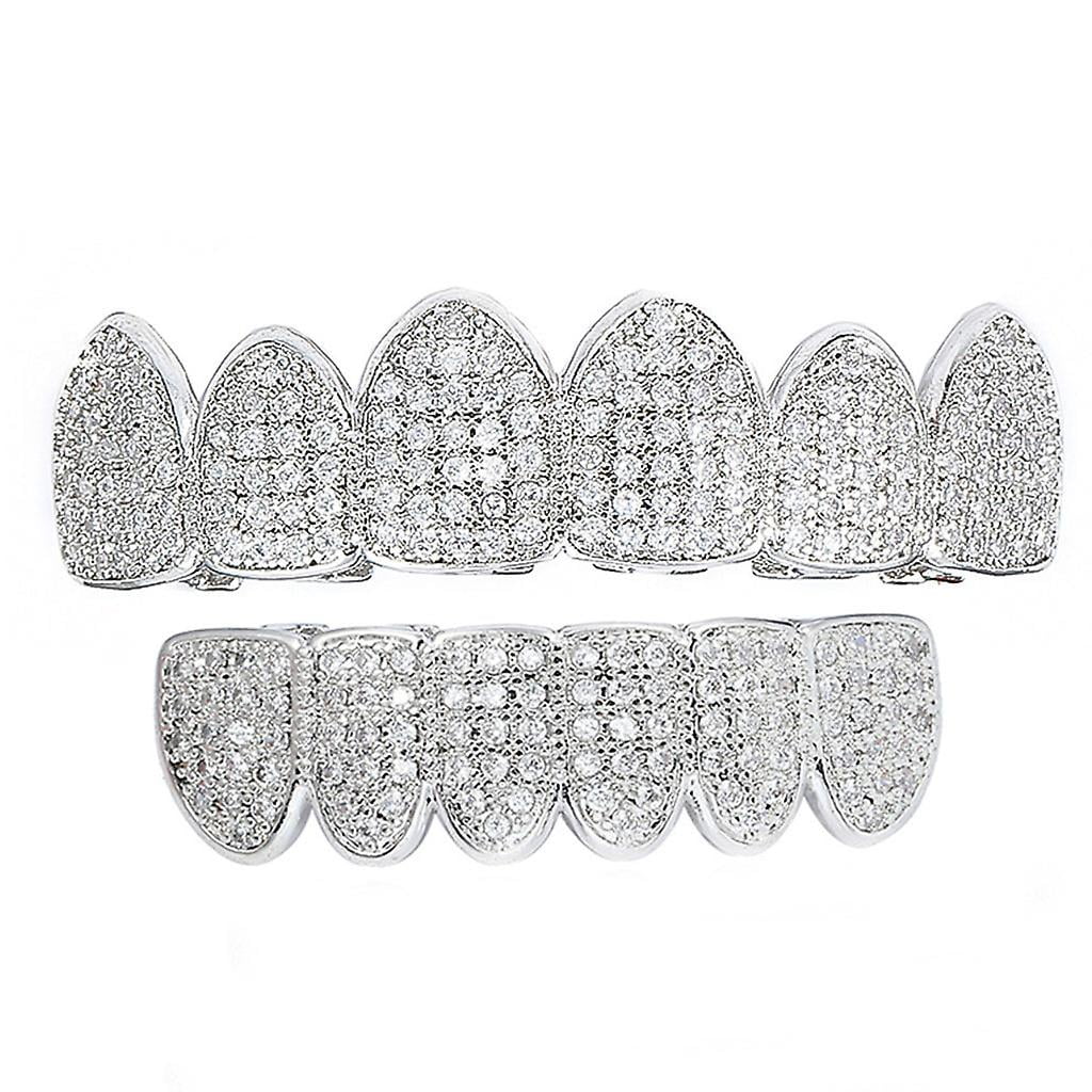 Fashion Metal Grills Hip Hop Iced Out Teeth Grills Top Bottom for Teeth ...